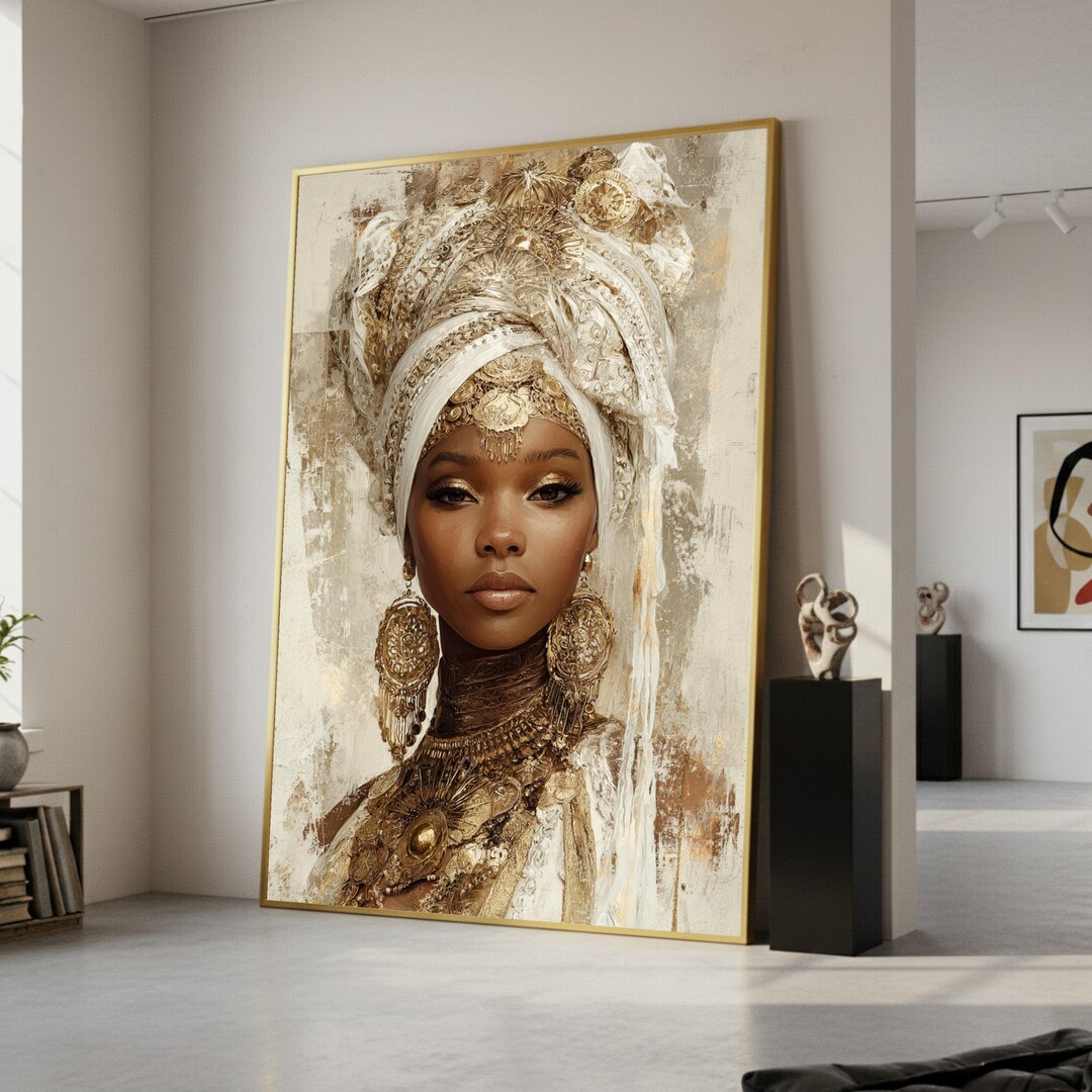 Regal African Queen Portrait Canvas Print, Ethnic Wall Art, Tribal ...