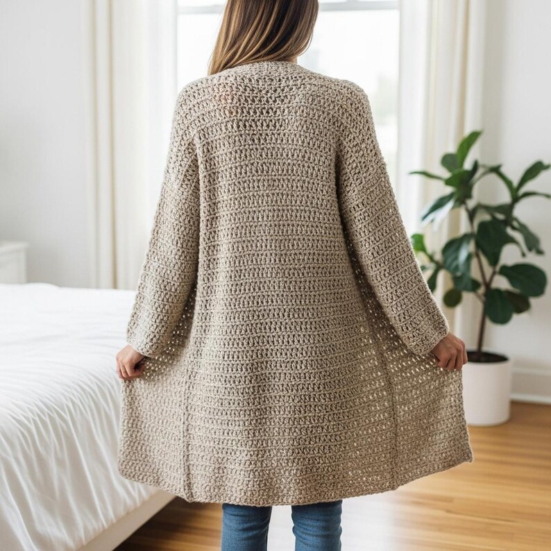 Textured Open Front Cardigan Crochet Pattern for Women | Cozy Long ...