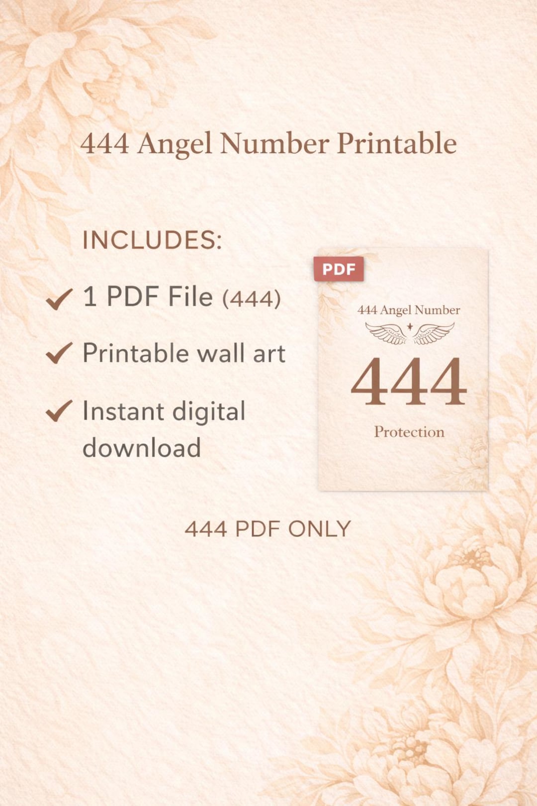 444 Angel Number Printable | Spiritual Wall Art | Minimal Aesthetic ...