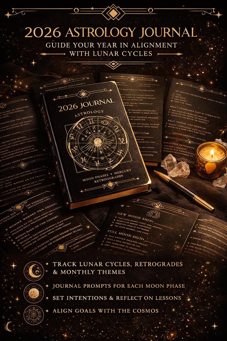 2026 Astrology Journal Moon Phases Mercury Retrogrades Lunar Reflection ...