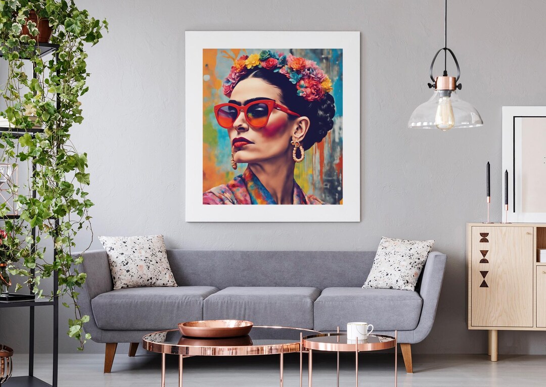 Frida Kahlo Portrait Print or Canvas - Surrealist Realist - Colourful ...