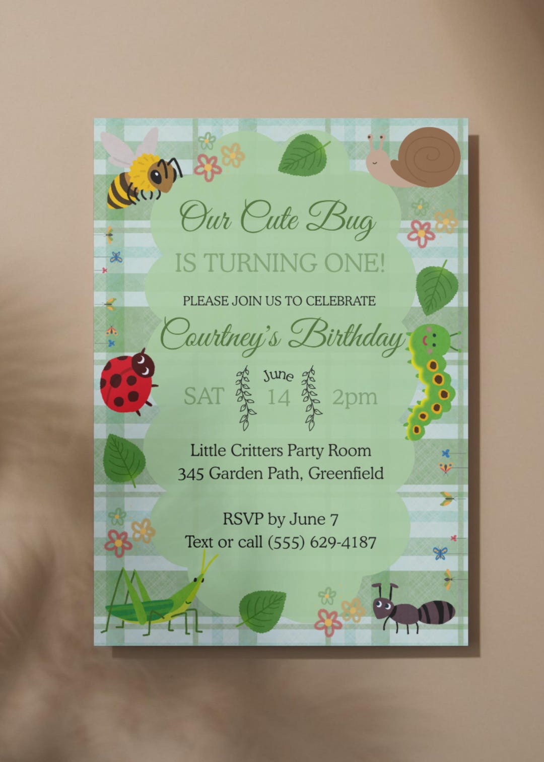 Bug Theme Birthday Invitation, Insect Kids Party Invite, Editable Canva ...