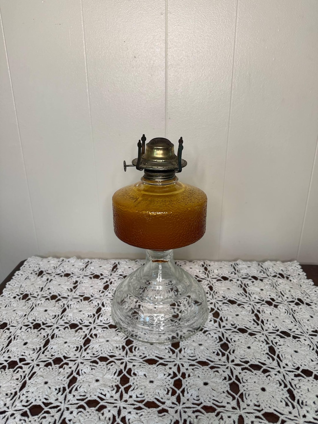 Vintage Amber Color Oil Lamp - Table Lamp - Etsy