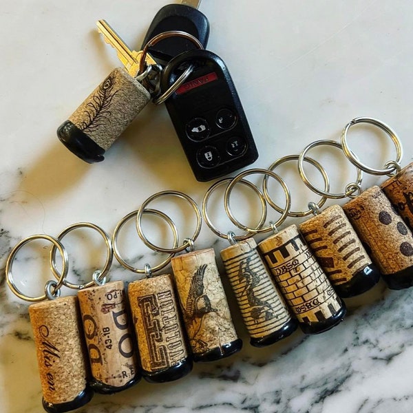 Wine Cork Keychain - Etsy