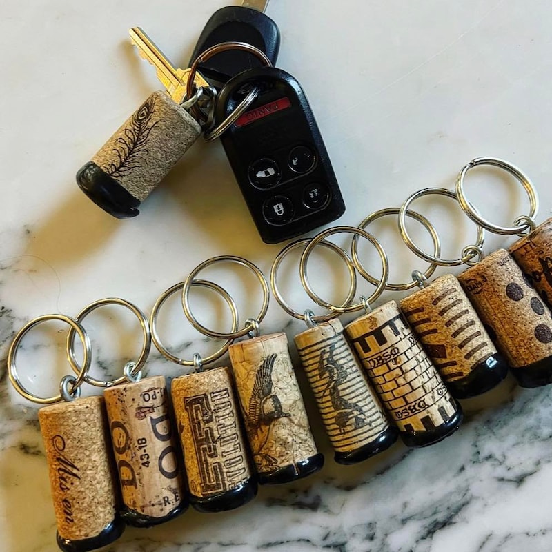 Wine Cork Keychain - Etsy