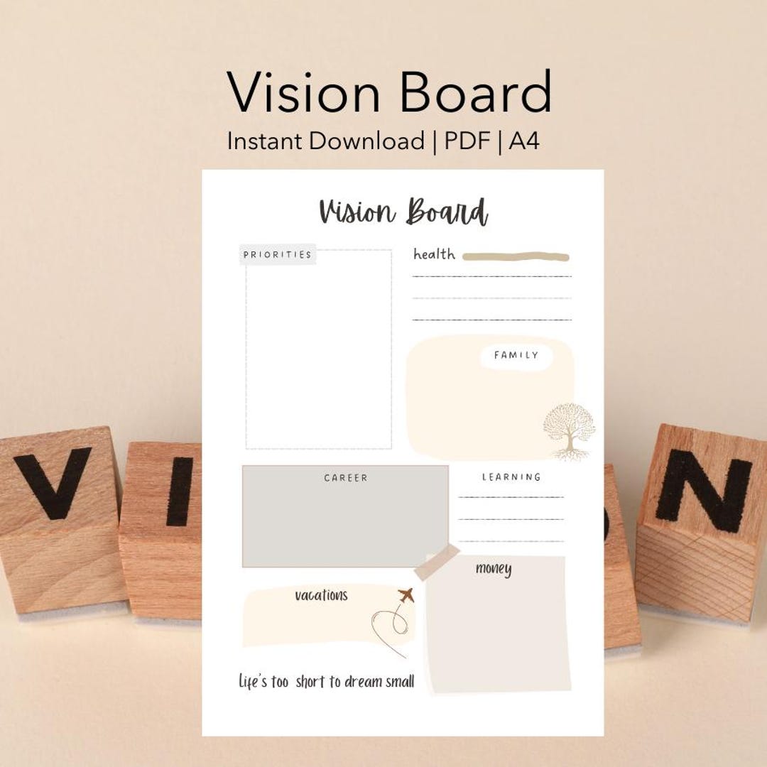 Vision Board Printable | Goal Setting & Manifestation Planner | Instant ...