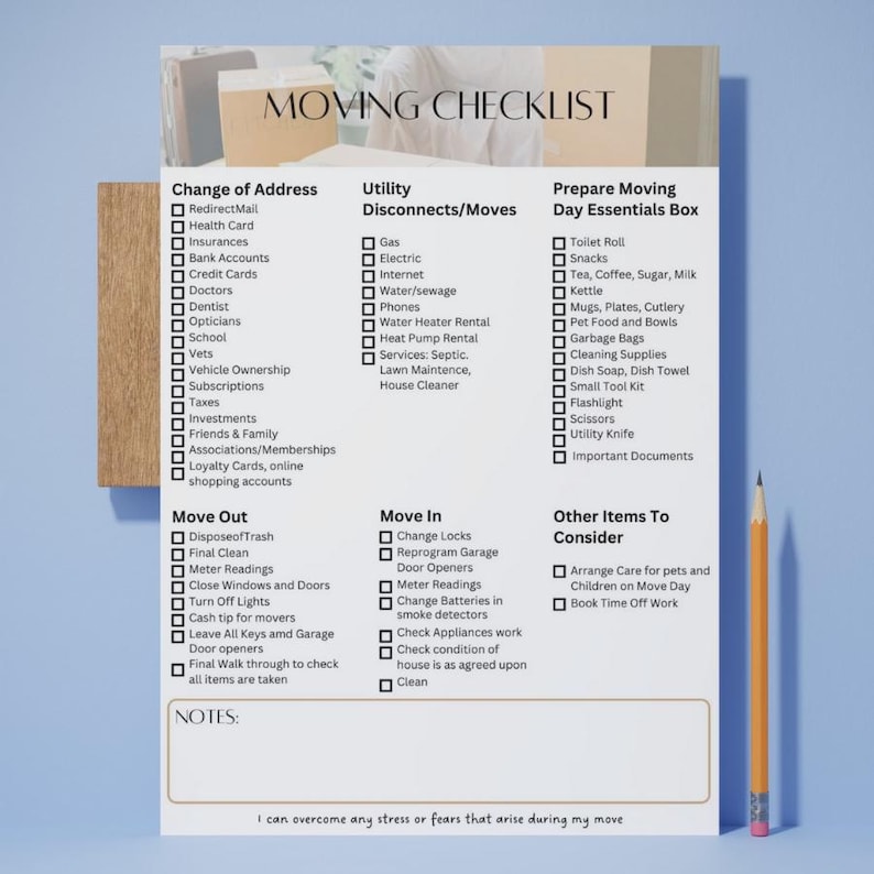 Printable Moving Home Checklist | Real Estate Moving Planner | House ...