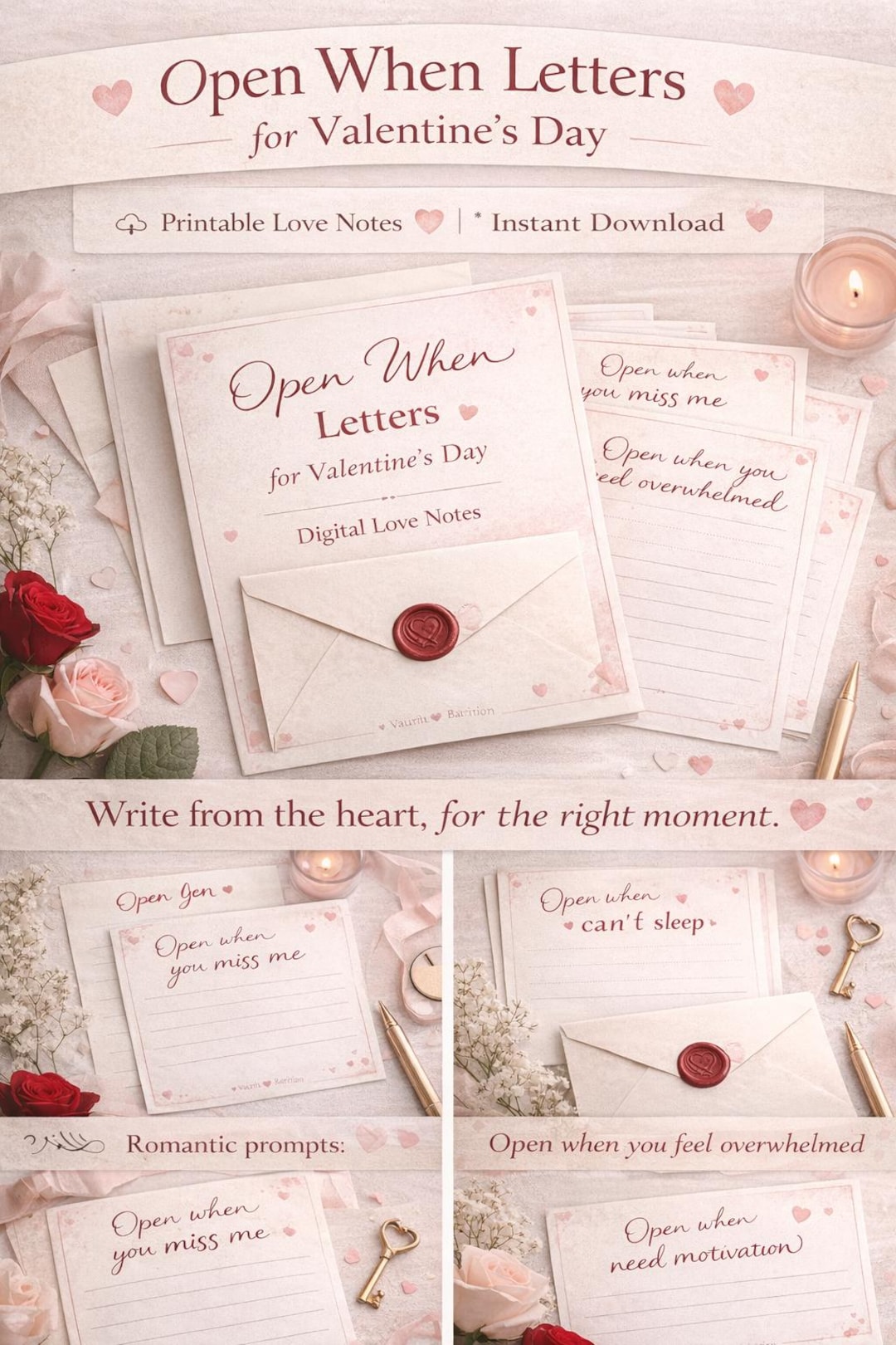 Open When Letters for Valentine’s Day | Printable Love Notes | Romantic ...