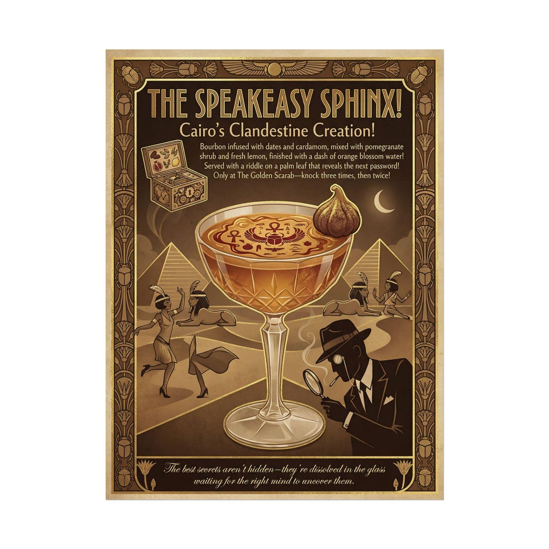 Riddles in Every Ripple Rolled Poster Print | 1920s Cocktail Culture ...