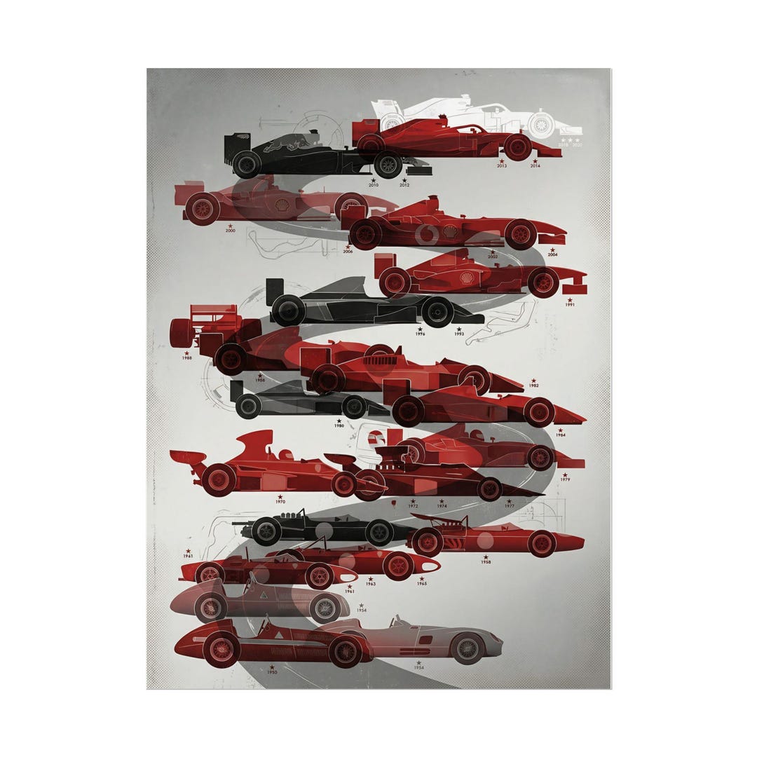 F1 Wall Art Vintage Racing Cars Rolled Poster | Formula Car ...