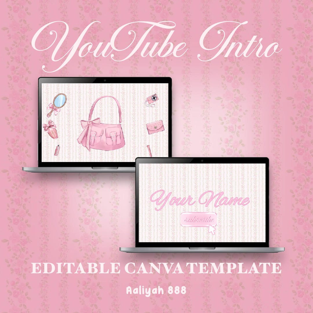 Pretty Pink Youtube Intro Canva Template (digital Download) - Etsy