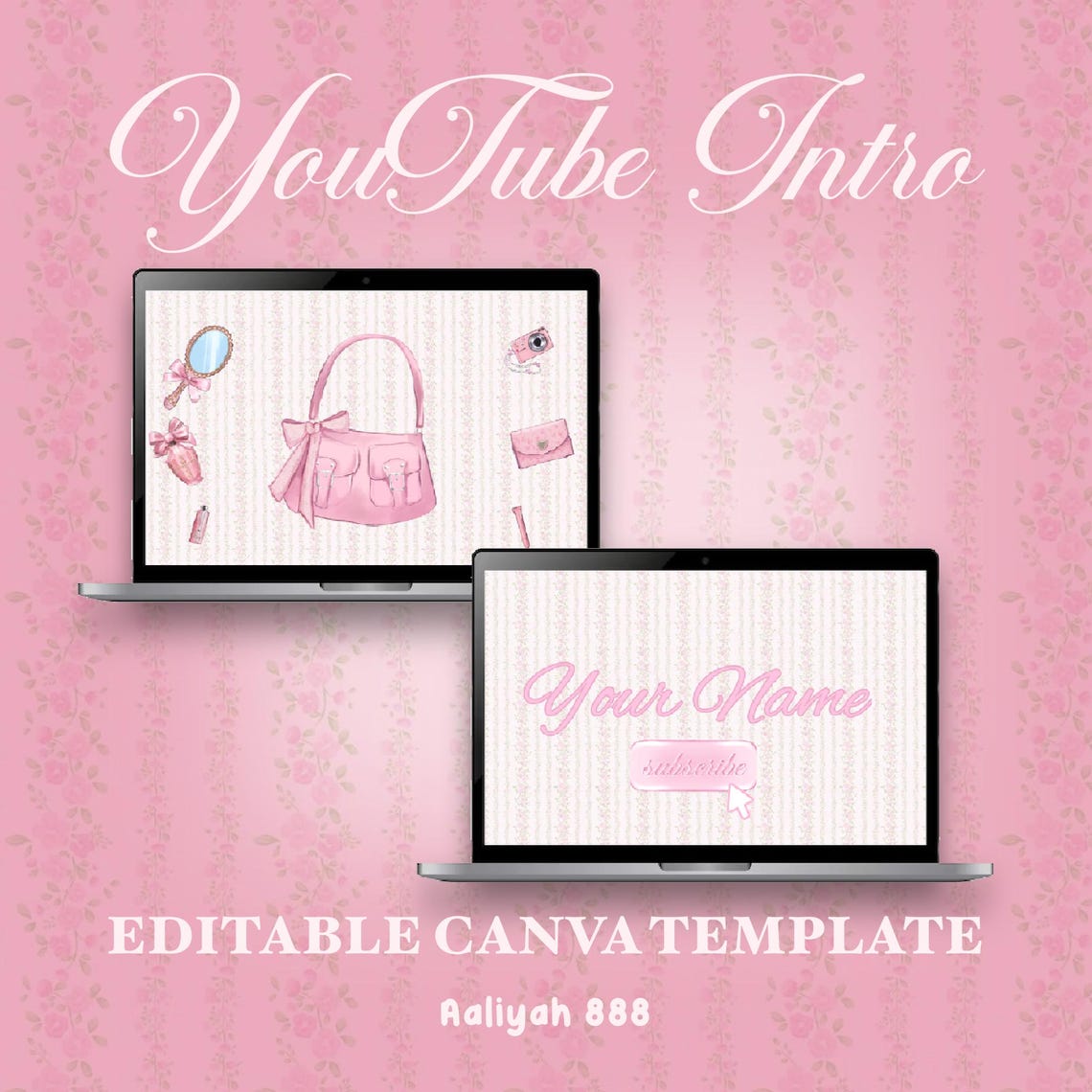 Pretty Pink Youtube Intro Canva Template (digital Download) - Etsy