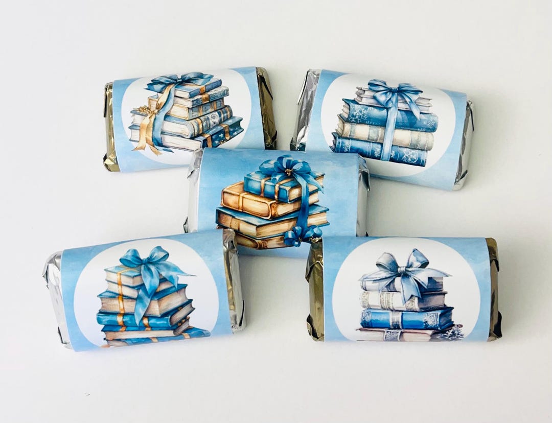 Books and Bows Mini Candy Bar Wrappers for Showers Favors Gifts -set of ...
