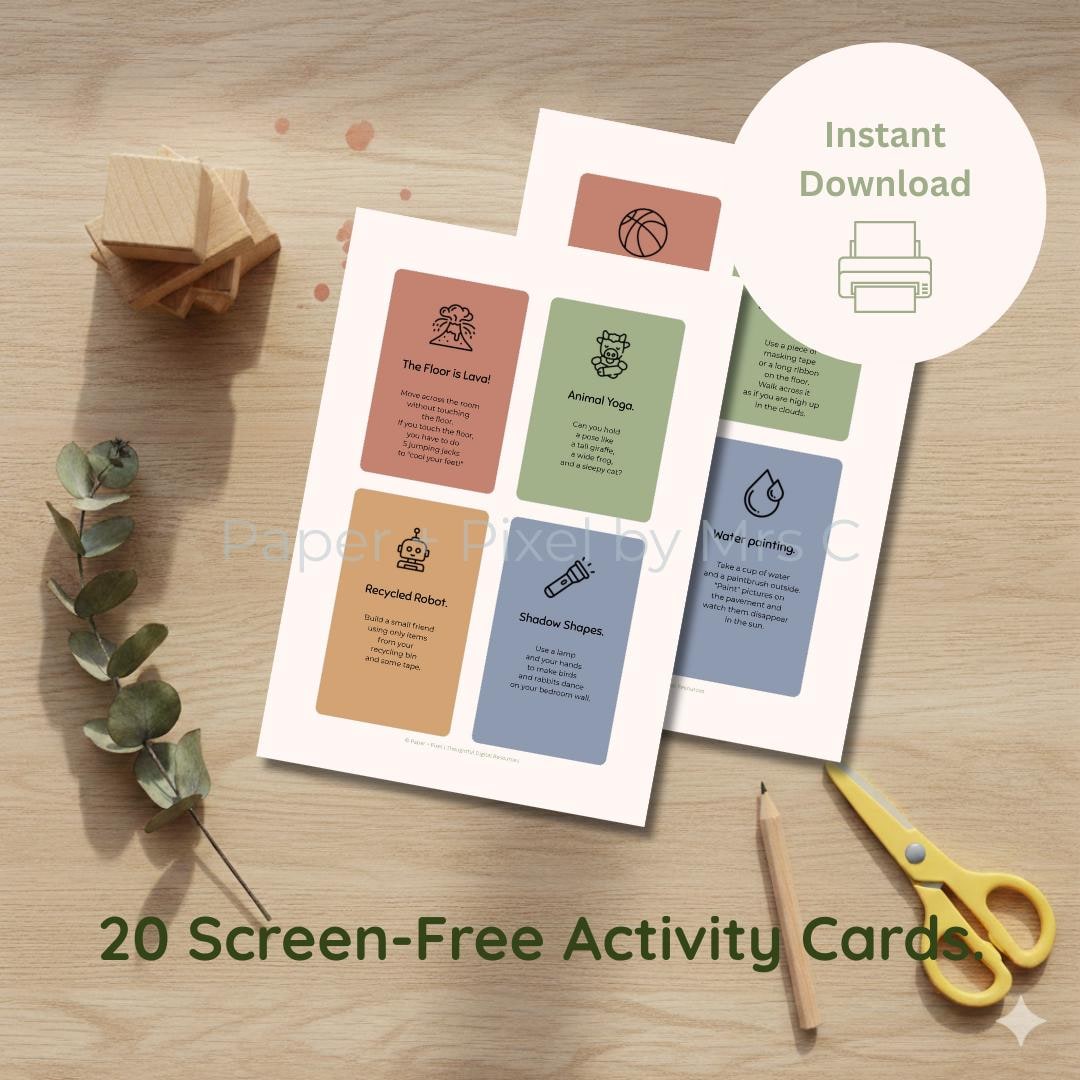 Boredom Busters Activity Cards for Kids | 20 Printable Fun Activities ...