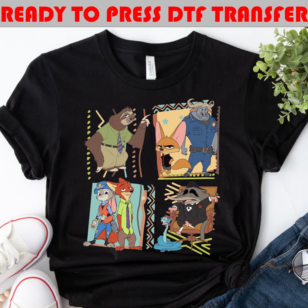 Disney Zootopia Characters Dtf Transfer, Nick Wilde and Judy Hopps Dtf ...