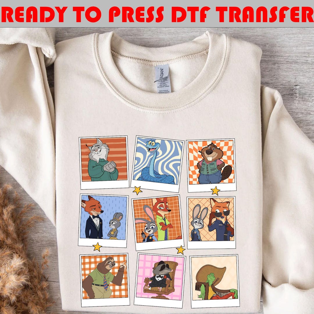 Disney Zootopia Characters Dtf Transfer, Nick Wilde and Judy Hopps Dtf ...