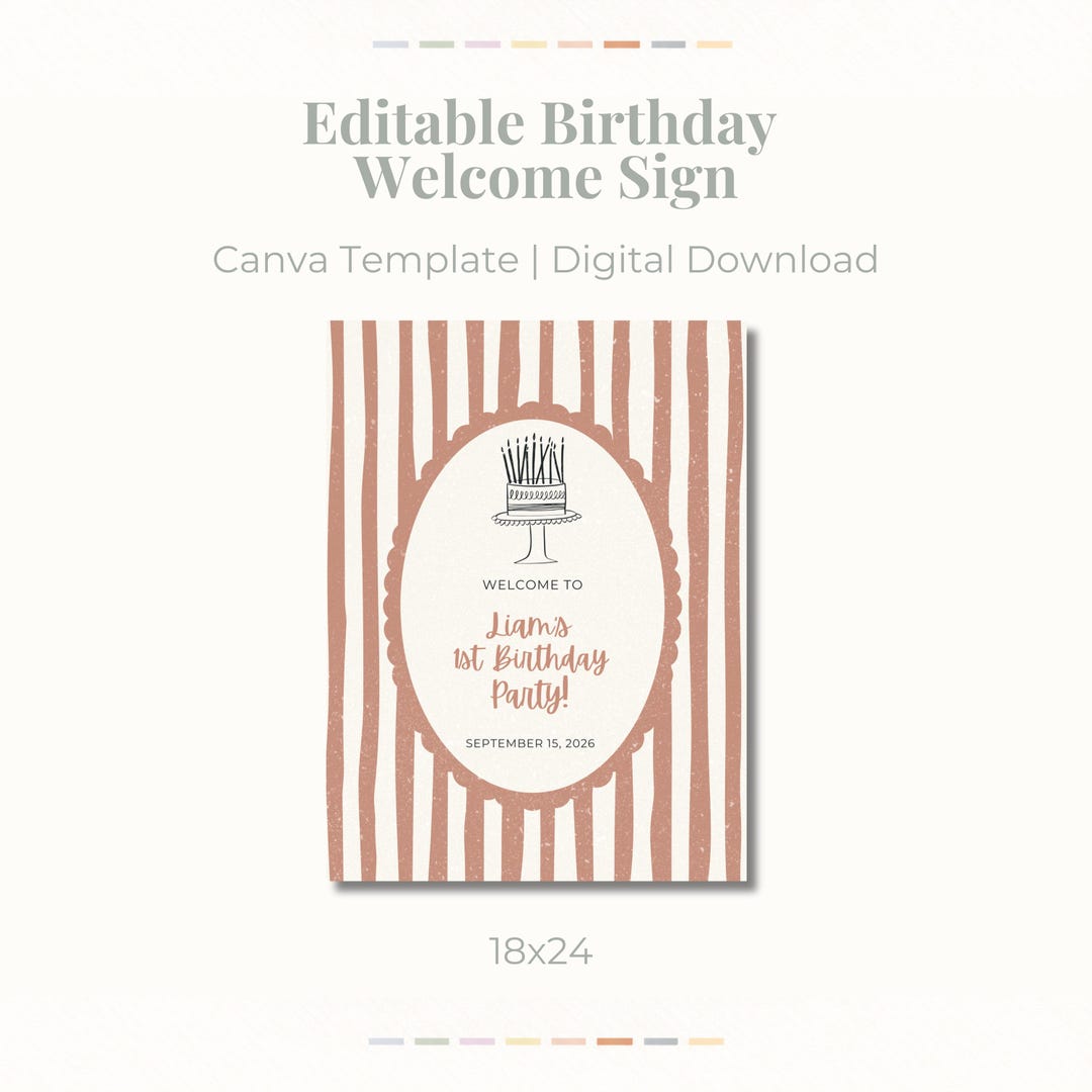 Birthday Welcome Sign Template | Editable Canva Party Sign | Kids ...