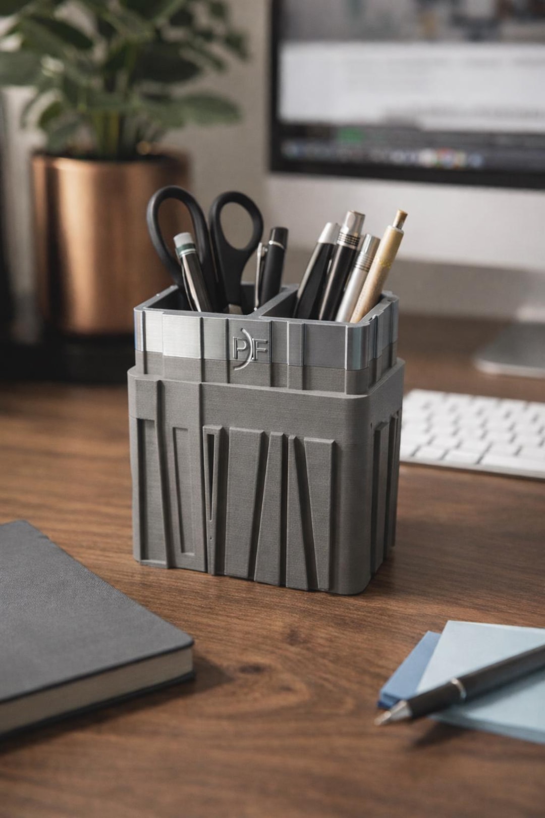 Architectural Desk Organizer – Dual Compartment Modern Office Storage ...