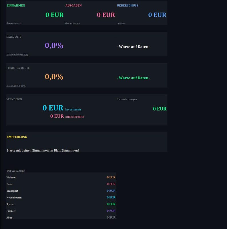 Financial Planner Excel 2026, Budget Planner, Household Book (german ...