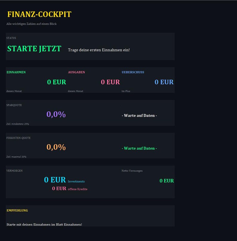 Financial Planner Excel 2026, Budget Planner, Household Book (german ...