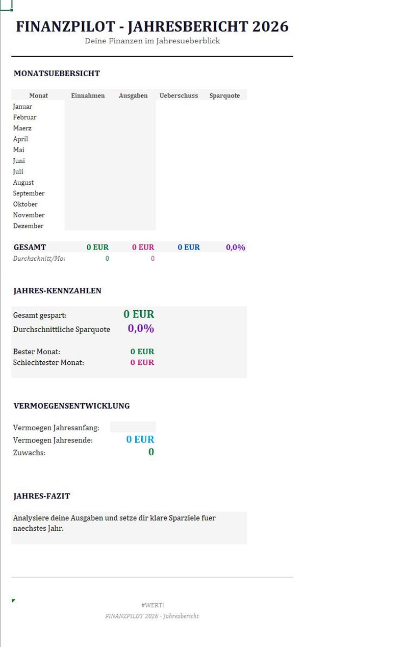 Financial Planner Excel 2026, Budget Planner, Household Book (german ...