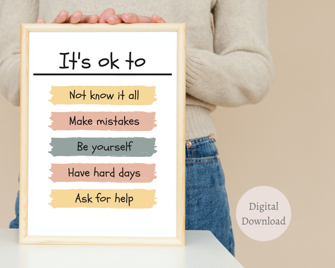 It's Ok to Digital Print School Poster Print Mental - Etsy