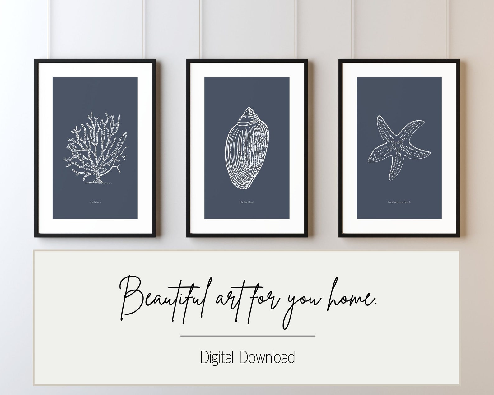 Blue Hamptons Coastal Prints, 12 Piece Coastal Gallery Wall Art ...