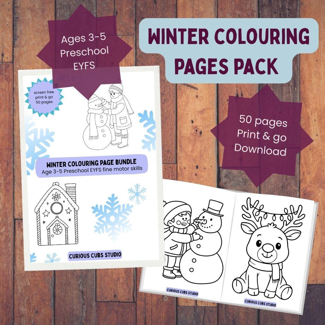Winter Colouring Page Bundle | 50 Pages | Kids & Preschool Printable ...