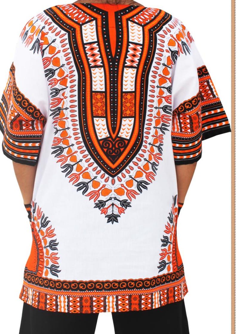 White +red Dashiki Top/white Red Dashiki /white and Red Kaftan/white and Red Printed Shirt/white ...