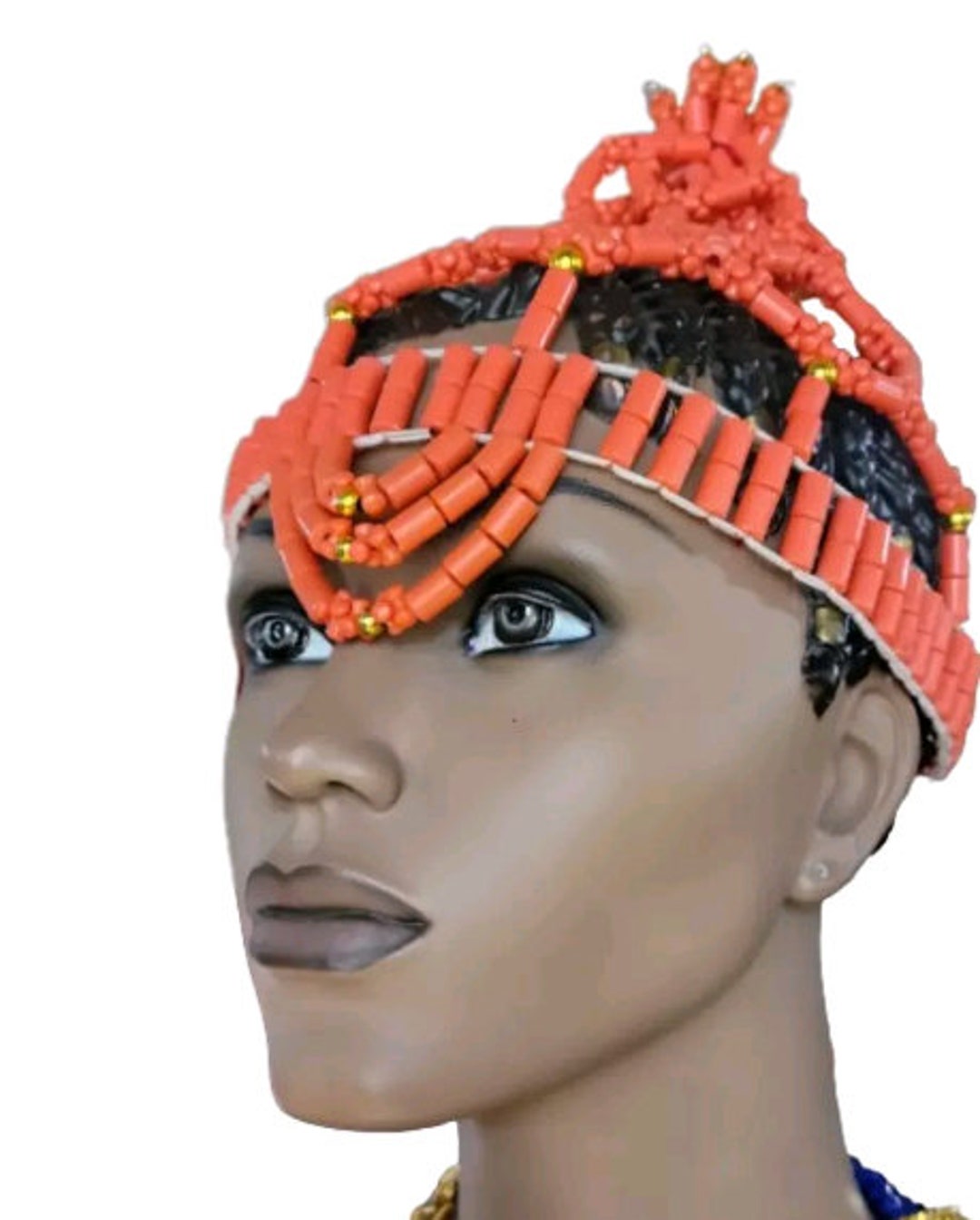 Coral Beaded Hat Bride/igbo Head Crown/wedding Bridal Accessories ...