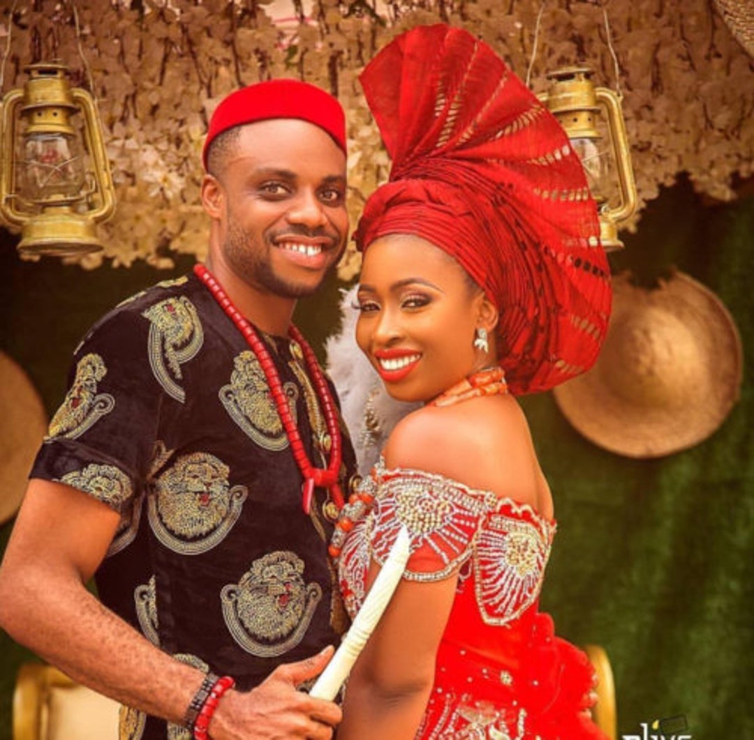 Red Igbo Beads-red Nigerian Jewellery-red Igbo Groom -red Edo Beads ...