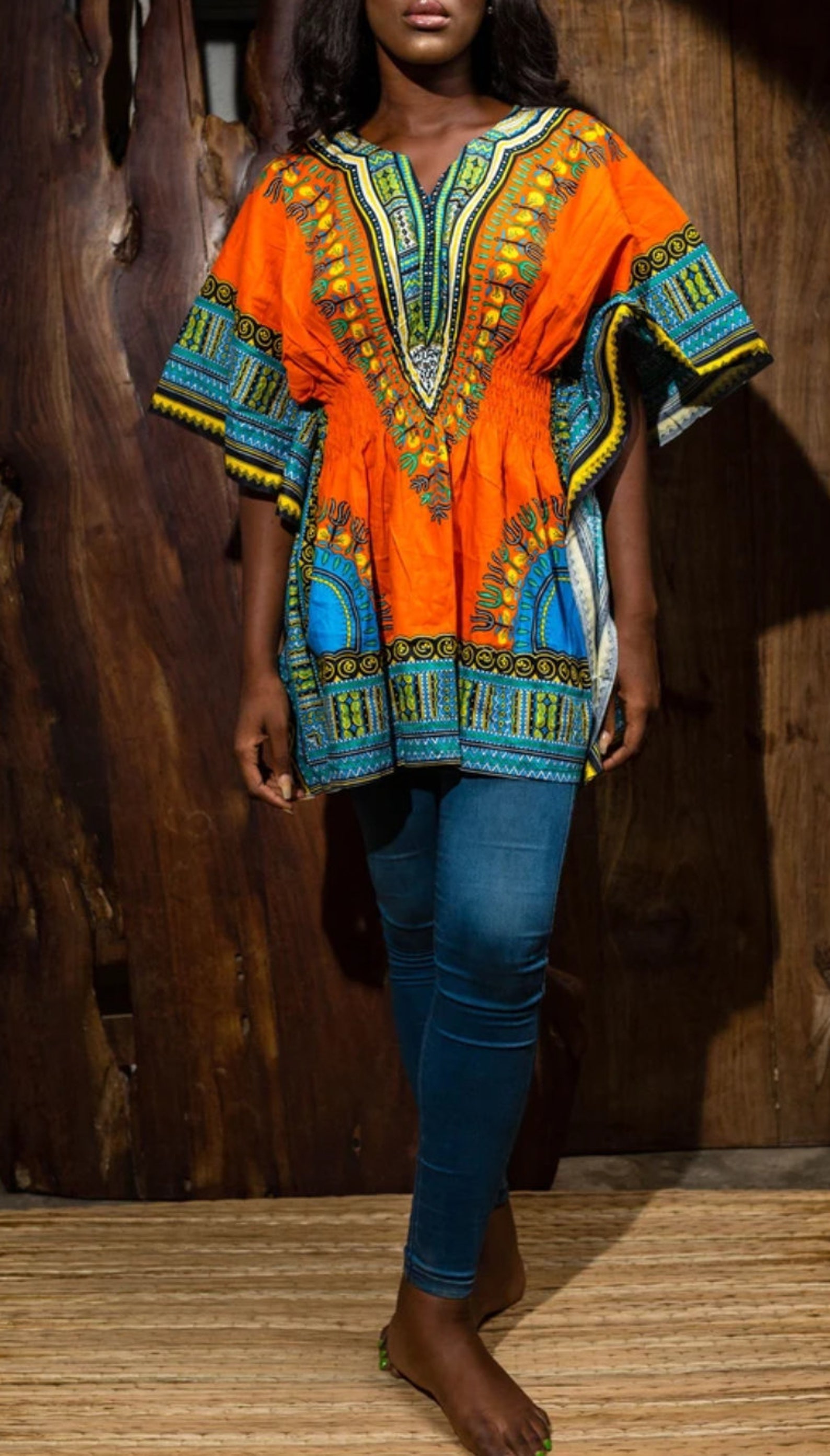 Orange Dashiki Top, Orange Dashiki Shirt, Orange Dashiki Kaftan, Orange ...