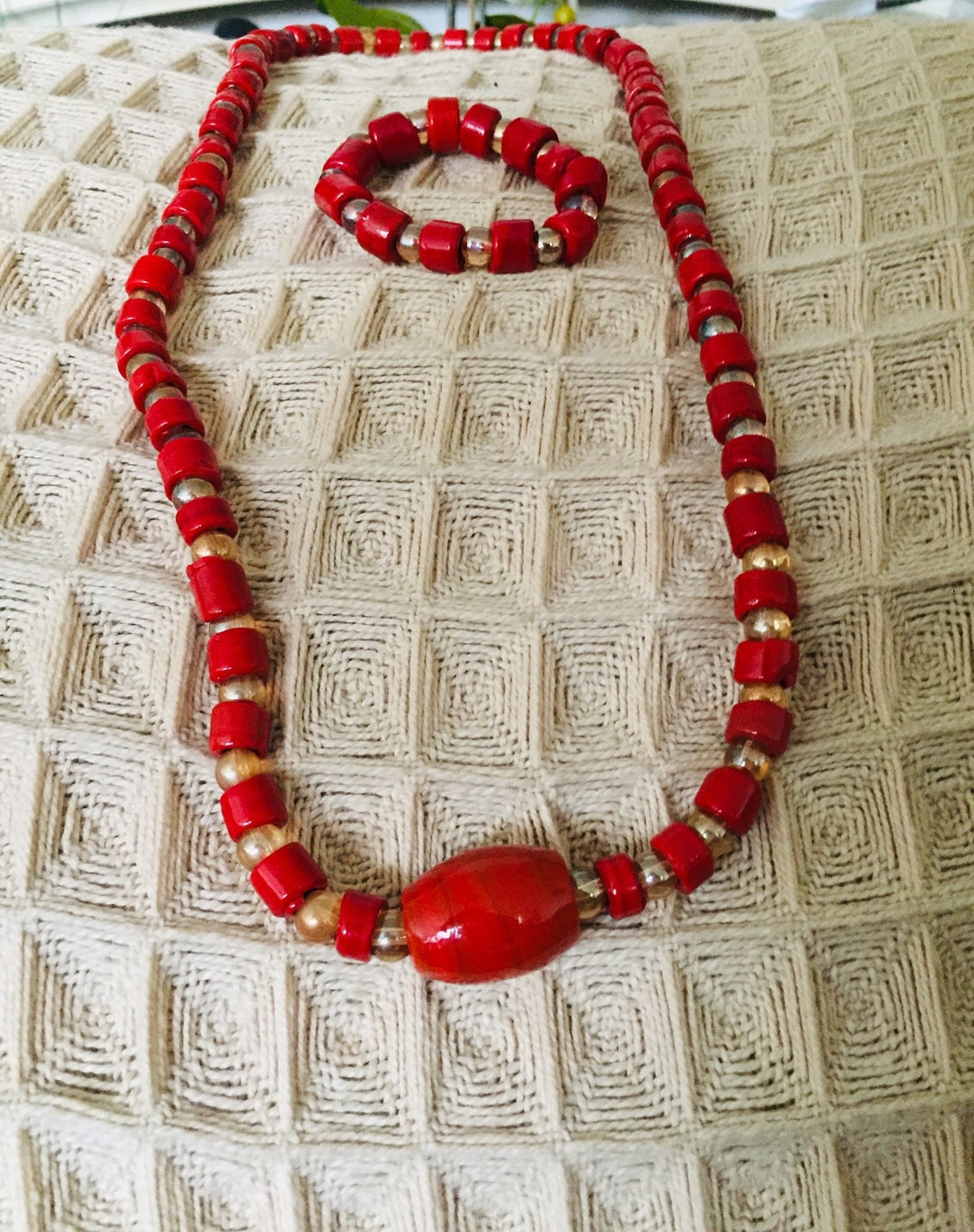Red Igbo Bridal Beads/red Princess Necklace/red Nigerian Bride Set/red ...