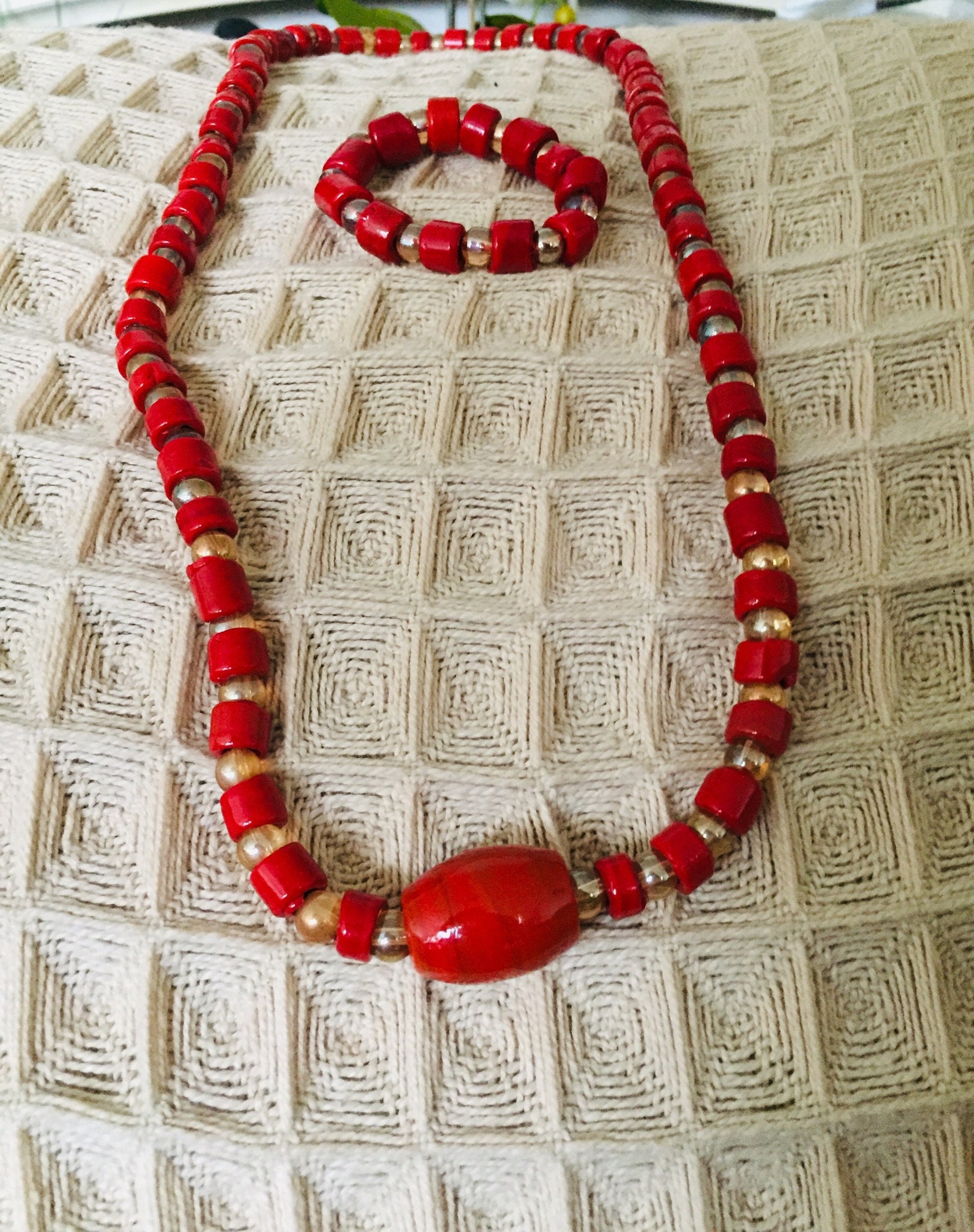 Red Igbo Bridal Beads/red Princess Necklace/red Nigerian Bride Set/red ...