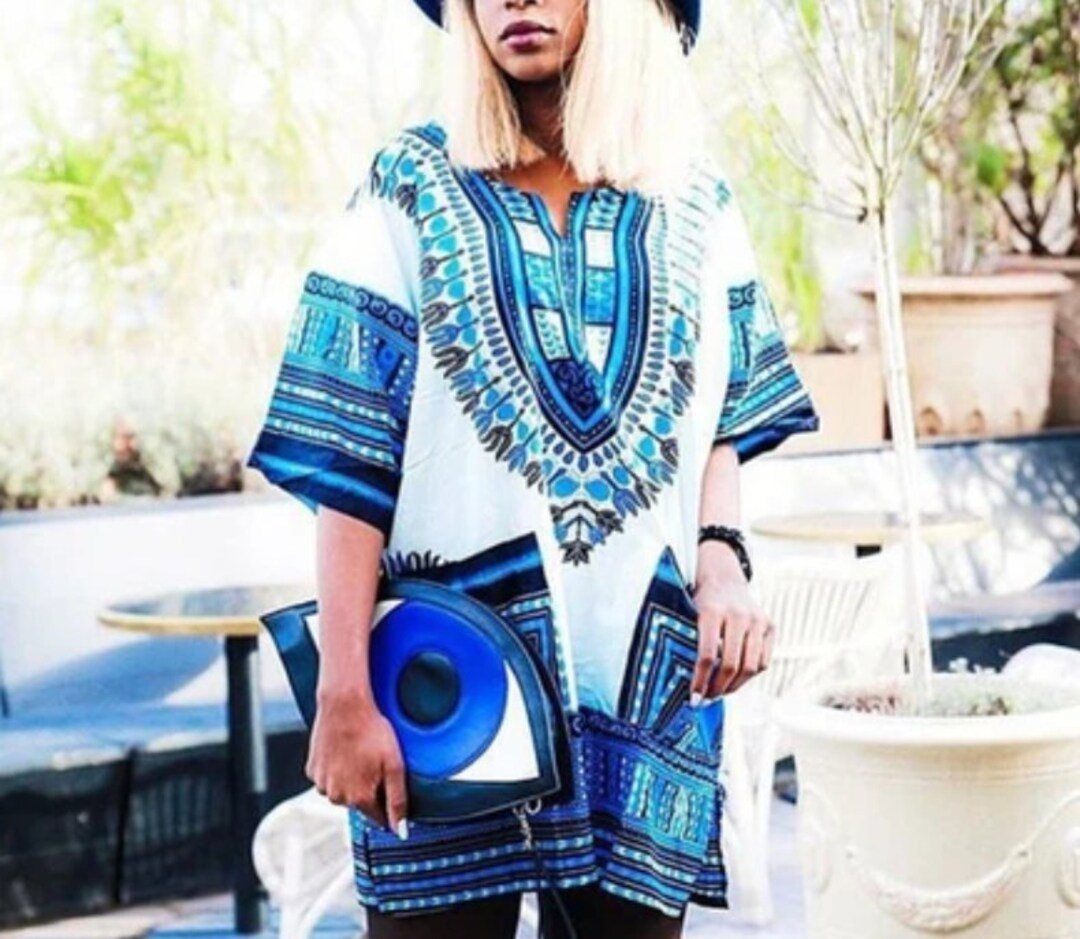 White Dashiki/white and Blue Dashiki /blue and White Dashiki/blue and White Dashiki Top/ White ...