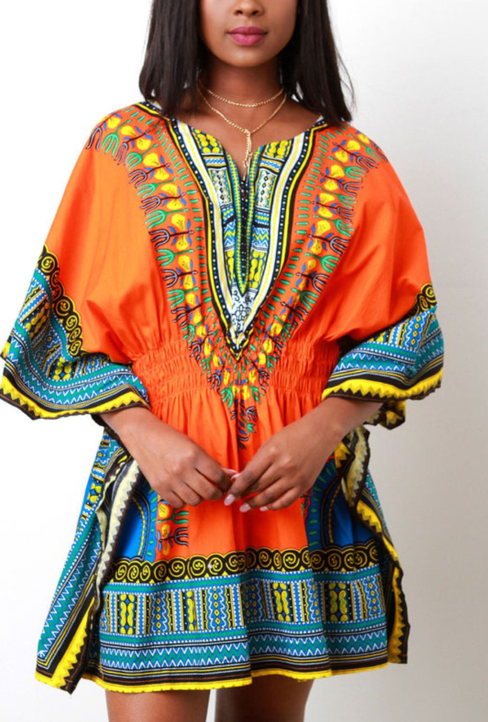 Orange Dashiki Top, Orange Dashiki Shirt, Orange Dashiki Kaftan, Orange ...