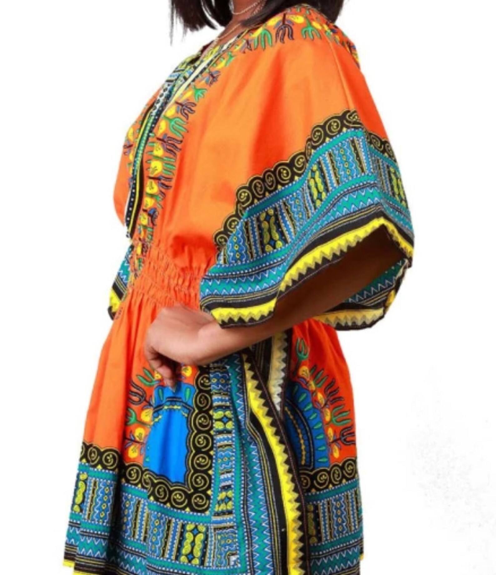 Orange Dashiki Top, Orange Dashiki Shirt, Orange Dashiki Kaftan, Orange ...