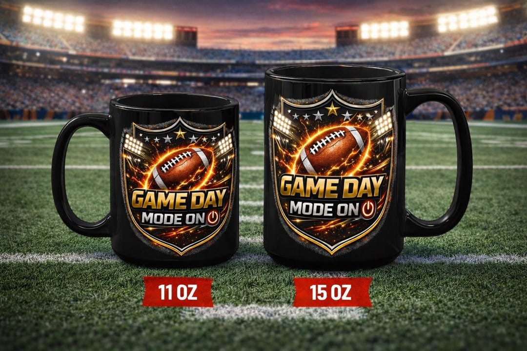 Game Day Mode on Mug Football Fan Coffee Cup 11oz & 15oz Super Bowl ...
