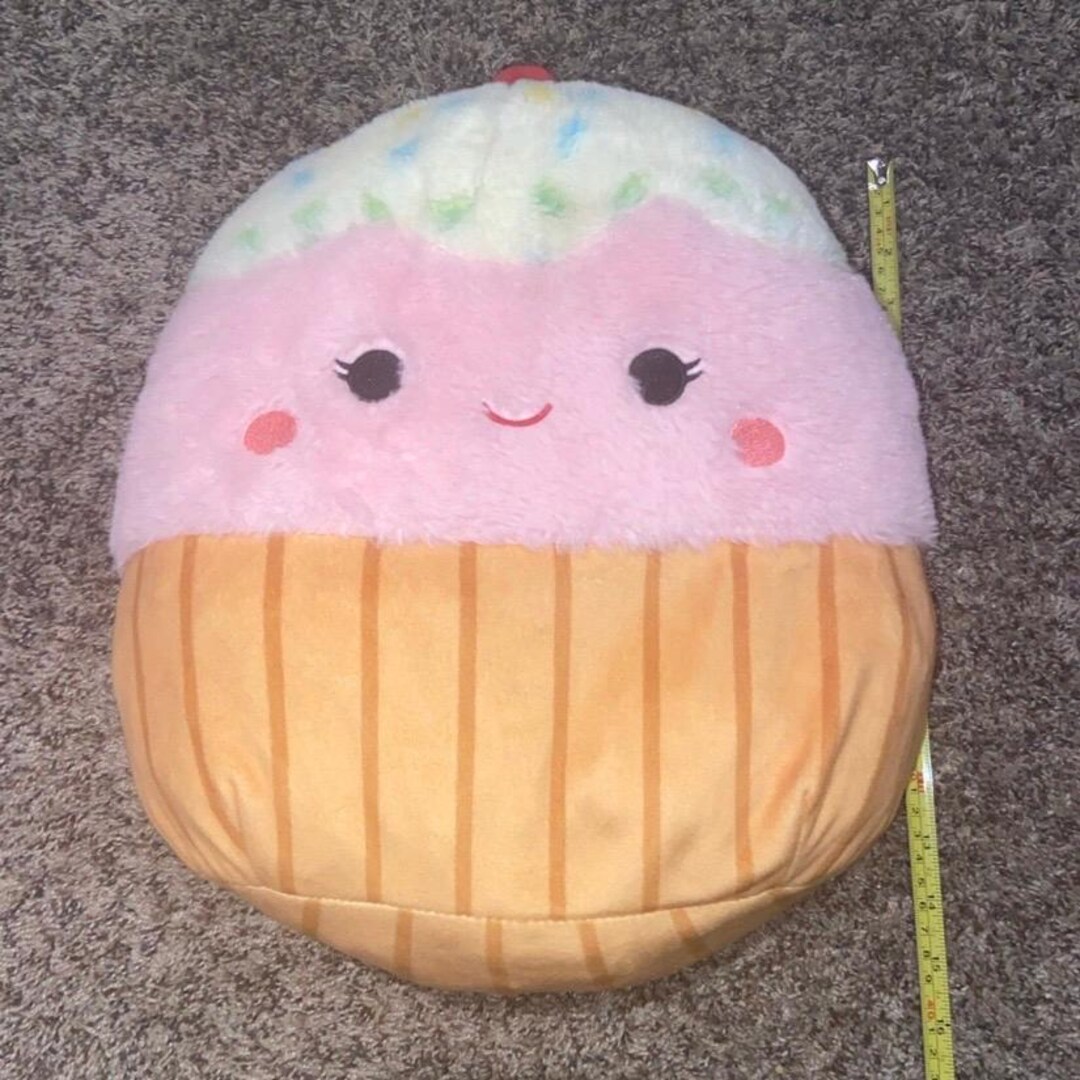 13 Inch Pink and White Sprinkles Fuzzamallow Clara Cupcake Squishmallow ...