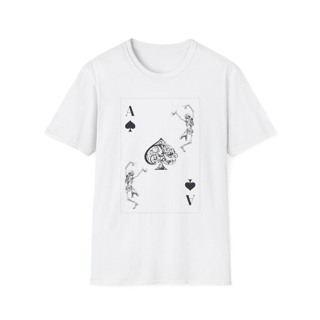 Ace of Spades Skeleton Card T-shirt | Playing Card Skeleton Design - Etsy
