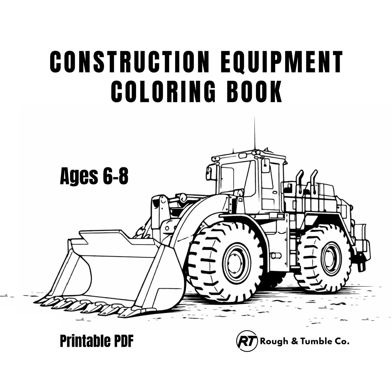 Construction & Heavy Equipment Coloring Book (ages 6–8) - Etsy