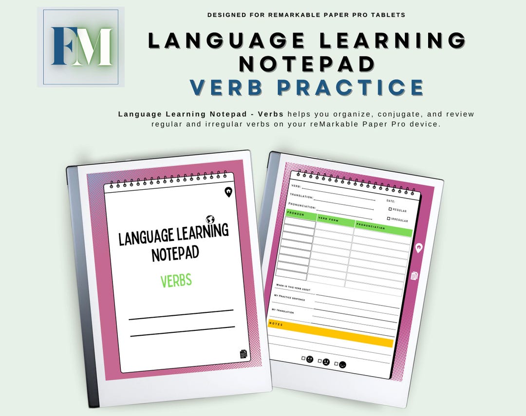 Language Learning Notepad – Verbs | Interactive PDF for Remarkable ...