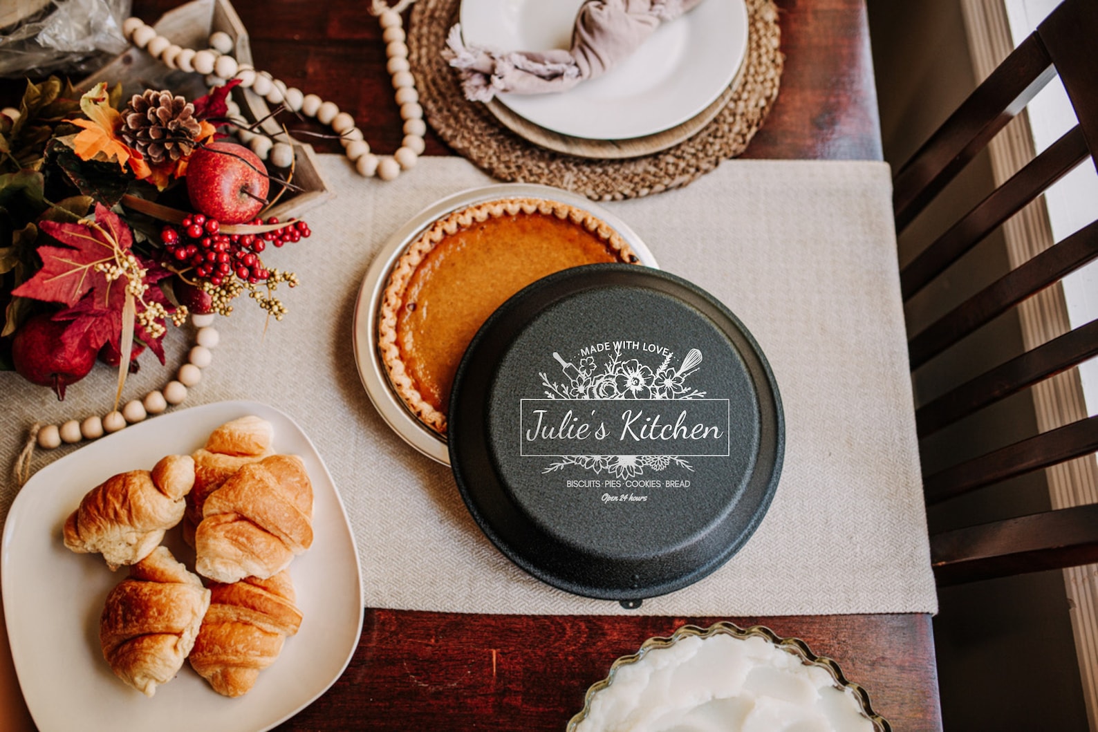 Custom Engraved Pie Pan With Lid – Personalized Pie Dish – Kitchen Gift ...