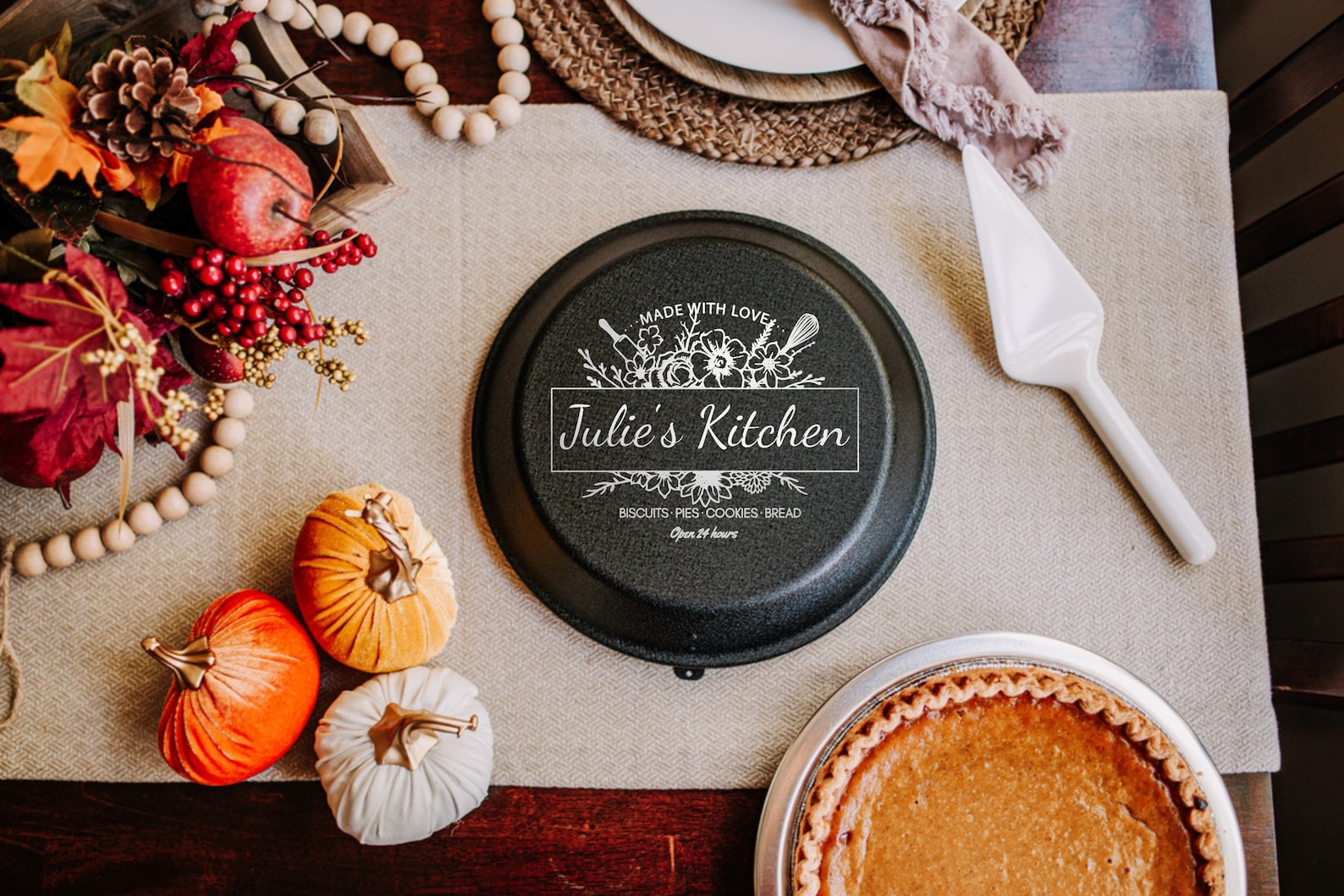 Custom Engraved Pie Pan With Lid – Personalized Pie Dish – Kitchen Gift ...