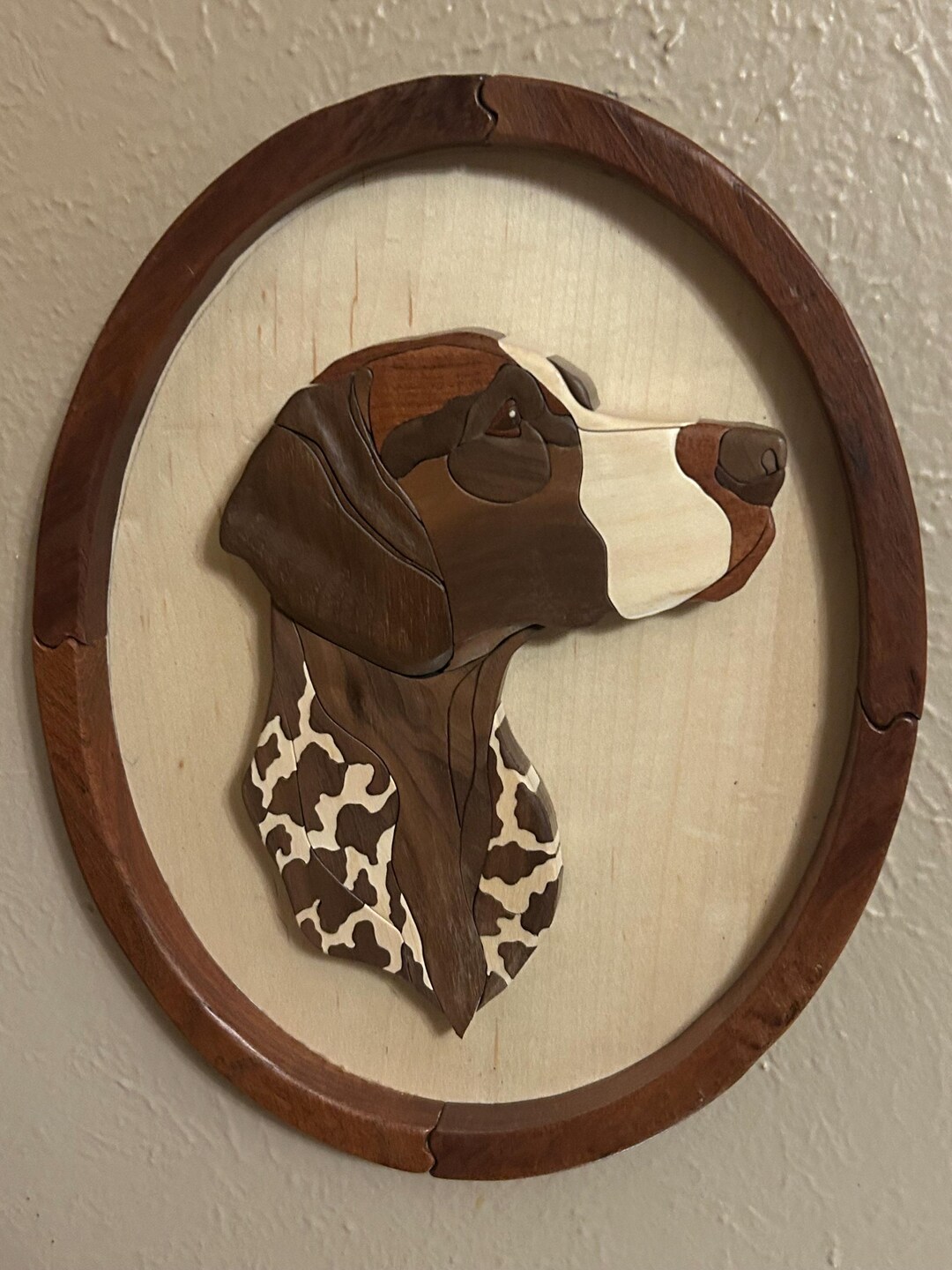 Handmade Intarsia Pointer Dog Wood Art, Mesquite Frame Wall Decor - Etsy