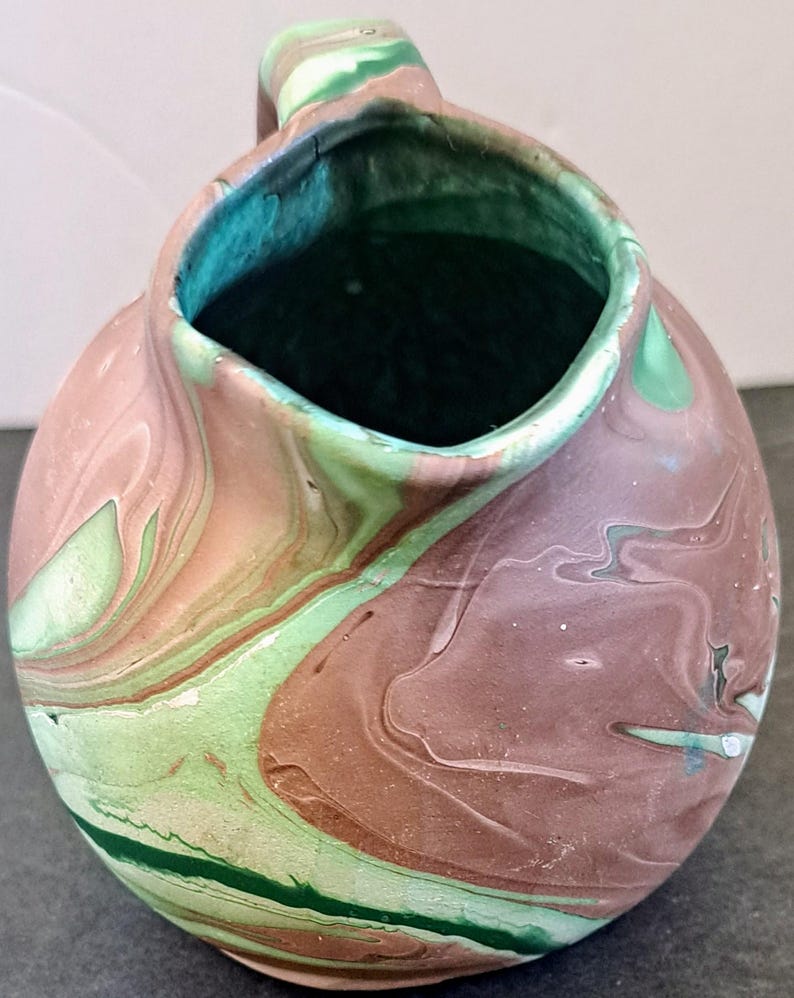 Vintage Hand Painted Desert Pottery Mini Pitcher Marble Swirl Navajo ...