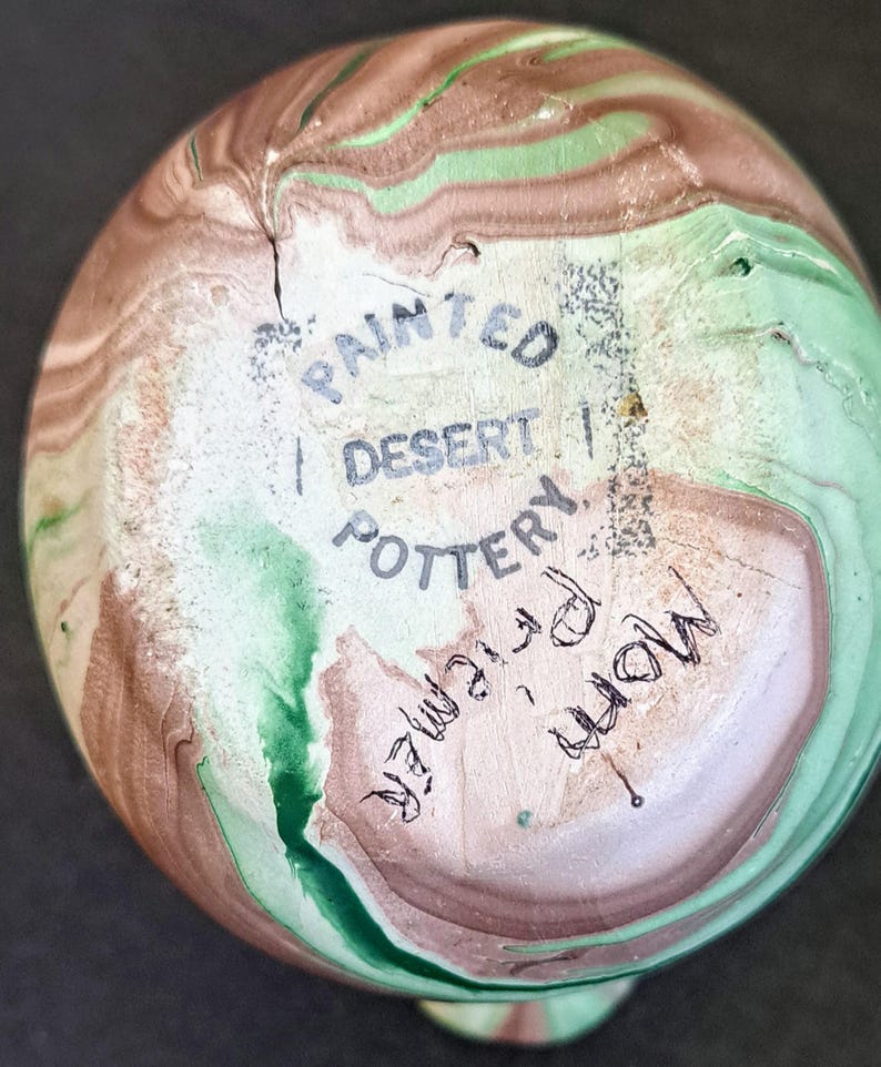 Vintage Hand Painted Desert Pottery Mini Pitcher Marble Swirl Navajo ...