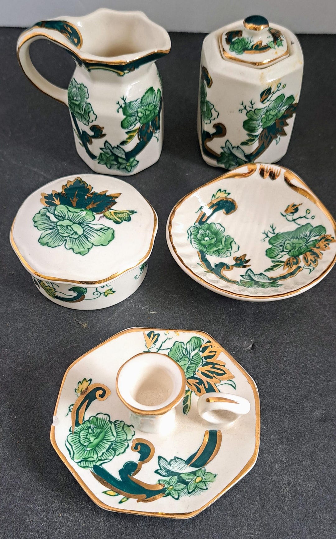 Vintage 5pc Mason's Porcelain Green Chartreuse Pattern/england ...