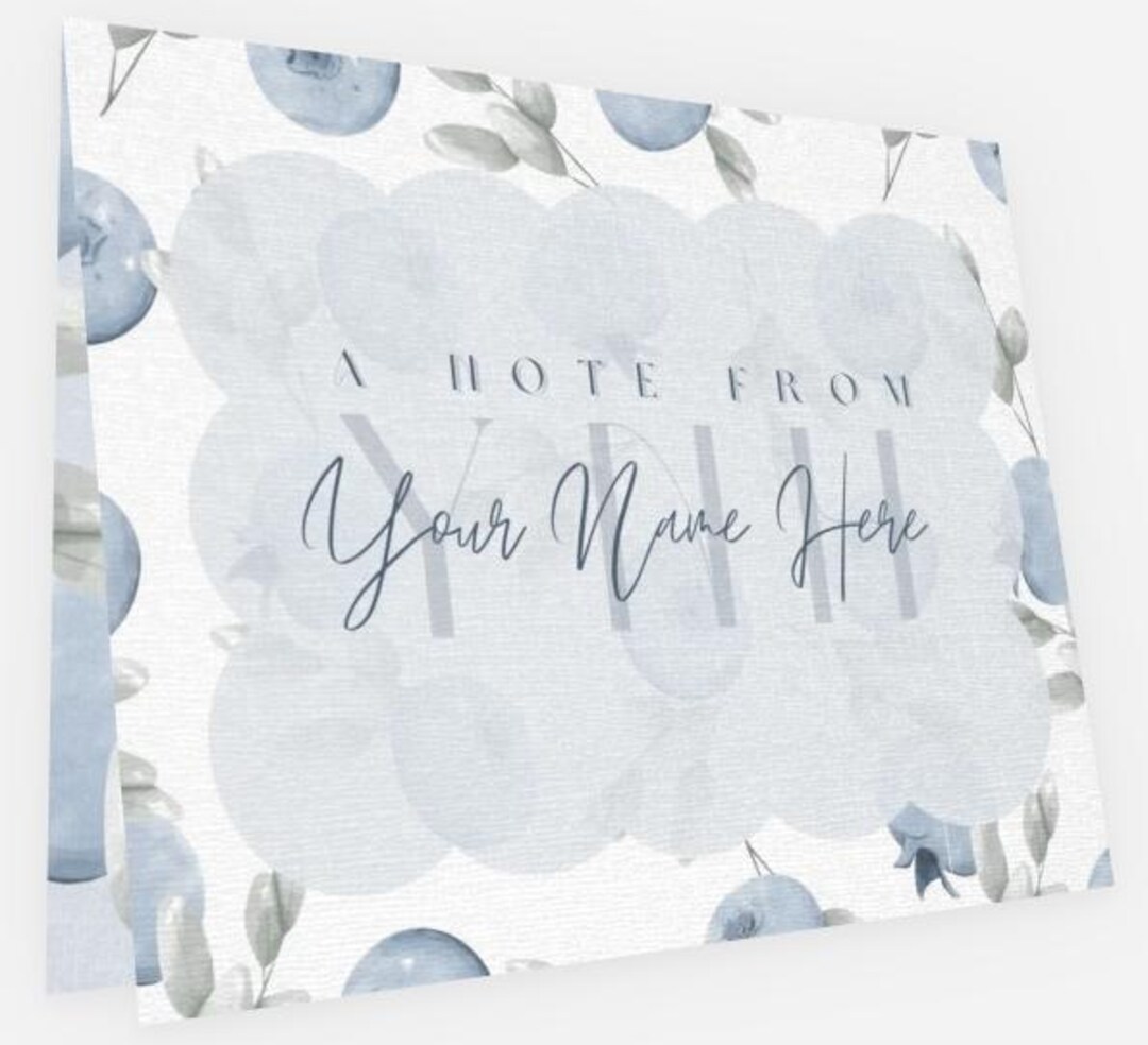 DIGITAL DOWNLOAD, Canva Template, Linen Stationery, Blueberries ...