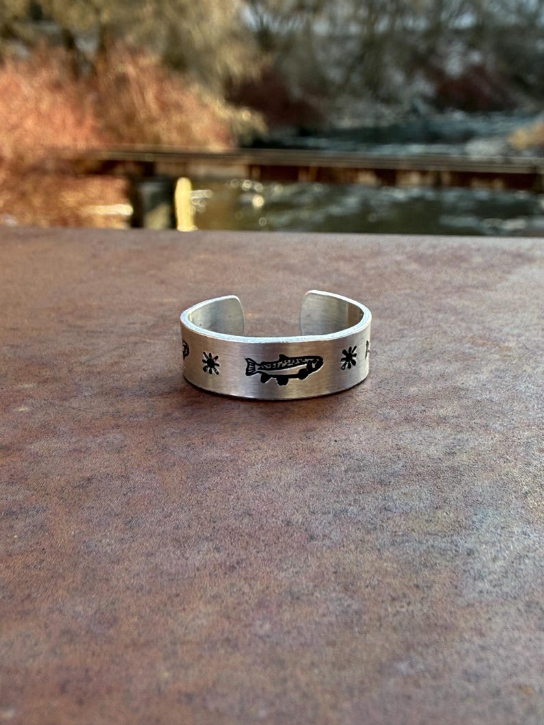 Sun Trout Ring Hand Stamped - Etsy